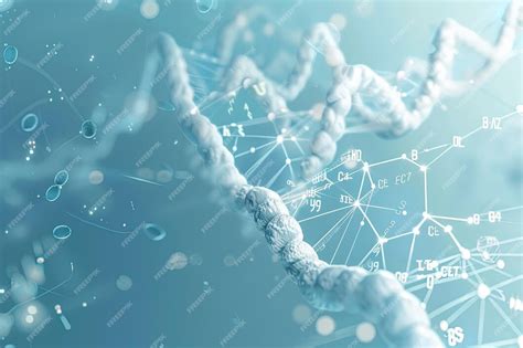 Premium Photo Light Blue Background With White Dna Strands And Chemical Formulae