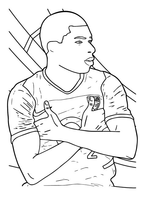 Dibujo para colorear imprimible de Kylian Mbappé Dibujos para
