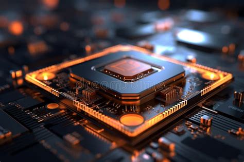 Computer Mother Board Chip With Ai Text And Glowing Circuit Background