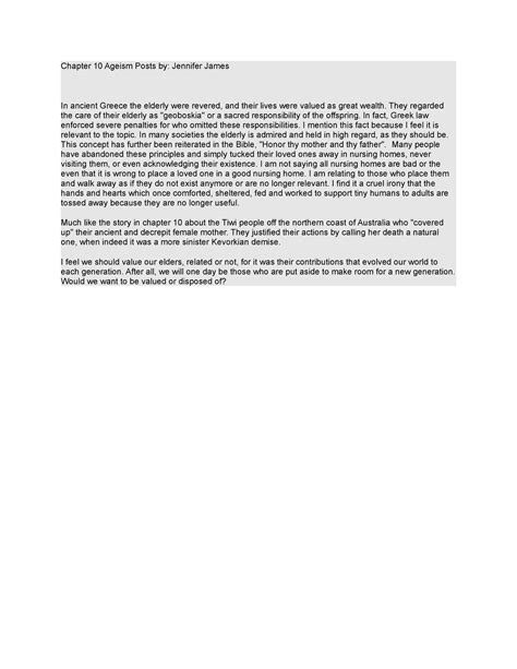 Chapter 10 Ageism Post By Jennfier James Chapter 10 Ageism Posts By