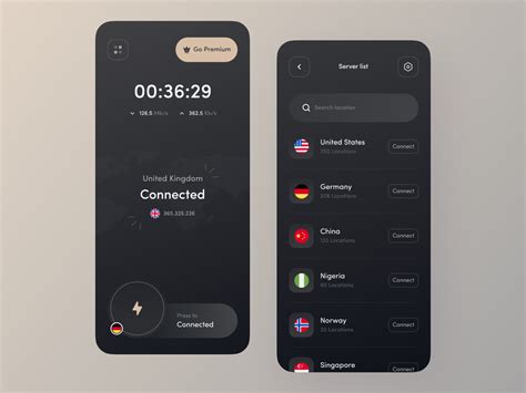 Vpn App Ui By Amirul Islam On Dribbble