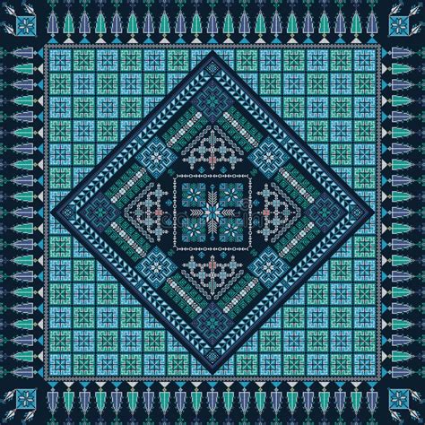 Traditional Palestinian Embroidery Pattern 24 Stock Vector