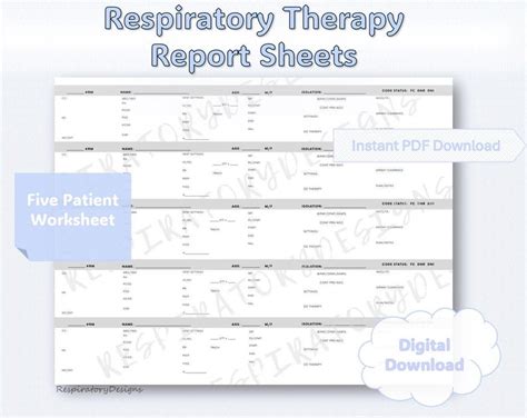 Respiratory Therapy Report Sheet Etsy