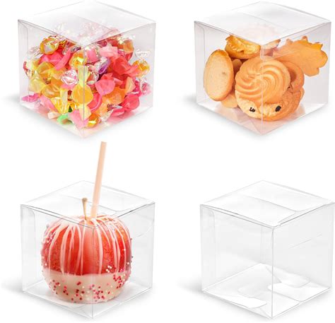 Paypie 45 Pack Clear Favor Boxes 3x3x3 Inches With Ribbons