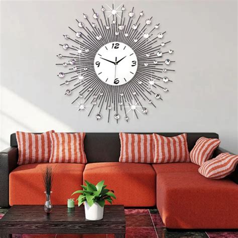3d Big Wall Clock Modern Design Home Decor Living Room 64pcs Diamonds