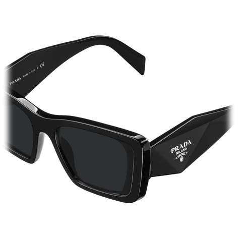 Prada Prada Symbole Rectangular Sunglasses Black Slate Gray