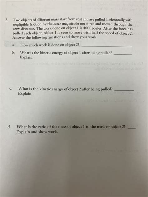 Solved Two Objects Of Different Mass Start From Rest And Are