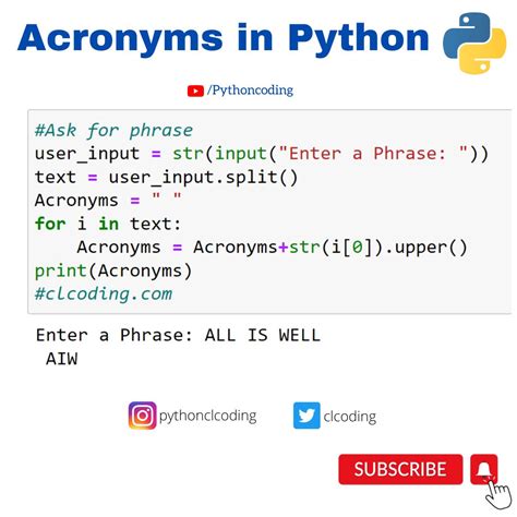 python coding on linkedin acronyms in python