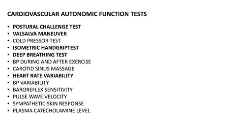 Assessment Of Autonomic Function Testpptx Heart And Cardiovascular
