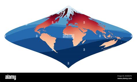 World Map Vector Foucaults Stereographic Equivalent Projection World In Red Orange Gradient