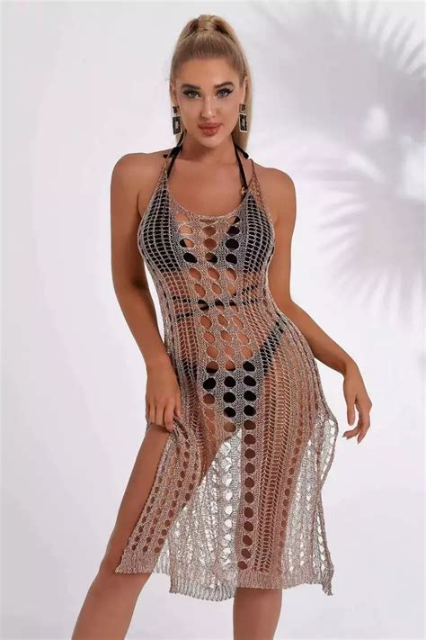 Sofia Gold Mesh Beach Cover Up
