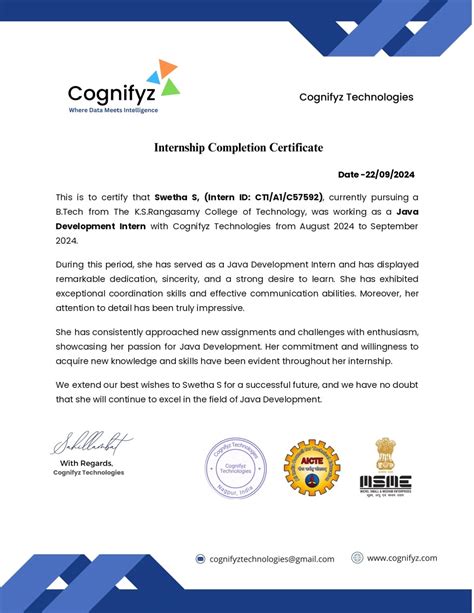 Javadevelopment Internship Cognifyztechnologies Aicte Msme Techskills Javaprogramming