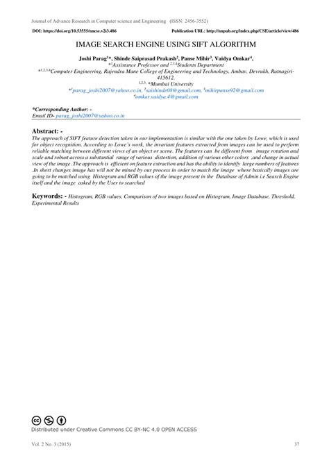 Pdf Image Search Engine Using Sift Algorithm