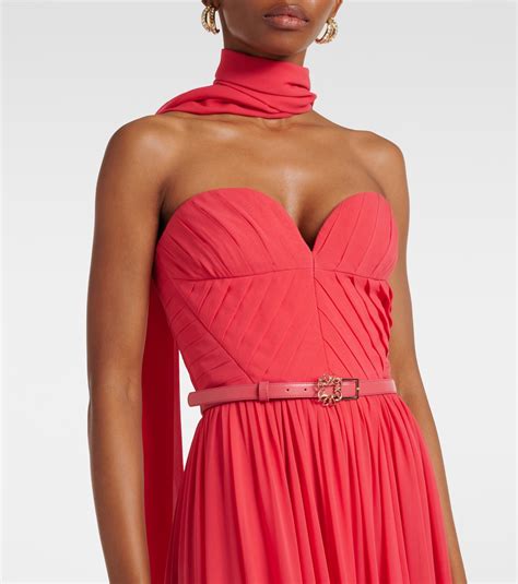 Scarf Detail Silk Gown In Pink Elie Saab Mytheresa