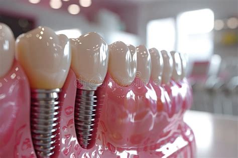Dental Implantation Teeth With Implant Screw Ai Generative Stock