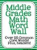 Middle Grades Math Word Wall {common Core Tier Iii Words} Tpt