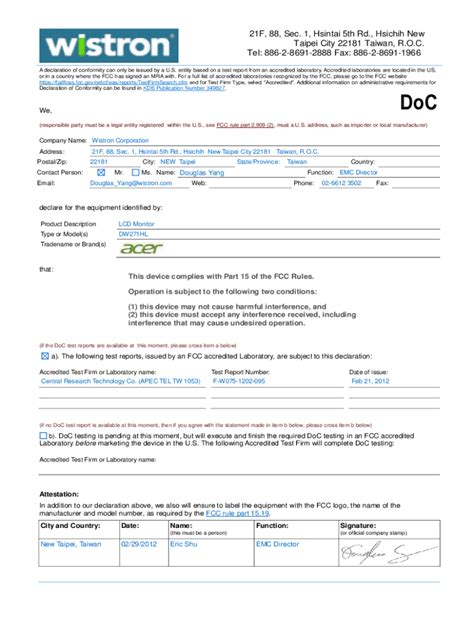 Fillable Online Ec Declaration Of Conformity Lenovo Static Resource Server 1 Fax Email Print