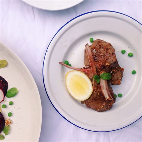 Beetroot Basil And Goats Cheese Salad With Maple Mustard Lamb Cutlets