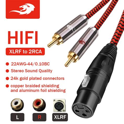 Golley Lion Xlr Female To Dual Rca Y Splitter Patch Cableunbalanced