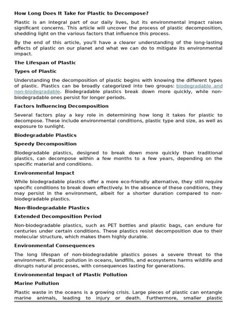 Plastic Life Cycle And Effects Pdf Plastic Biodegradation