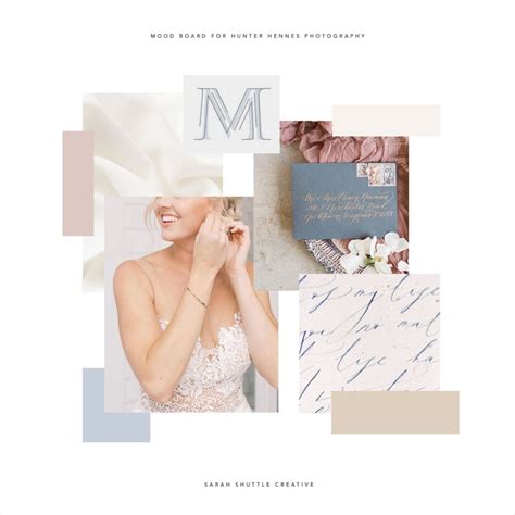 Luxury Mood Board In Blue And Pink For High End Wedding Business