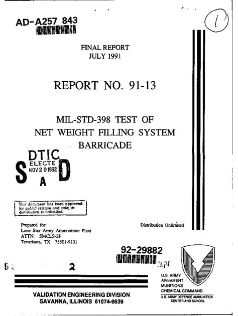 Fillable Online Mil Std 398 Test Of Net Weight Filling System Barricade