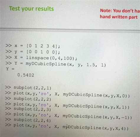 solved cubic spline write a function with header [y]