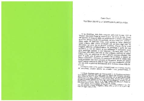 Pdf Vladimir Propp E La Morfologia Della Fiaba