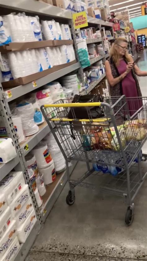 Granny Upskirt No Panties Grocery