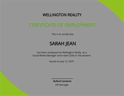 Sample Certificate Of Employment Template Edit Online And Download
