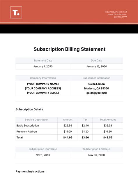 Free Billing Statement Templates To Edit Online And Print