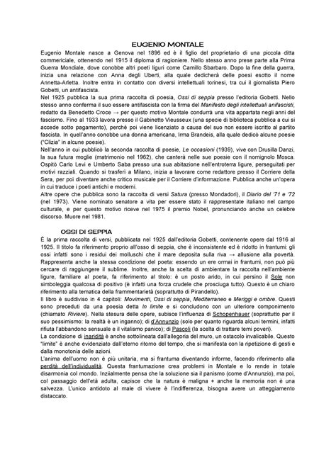Eugenio Montale Notes EUGENIO MONTALE Eugenio Montale Nasce A