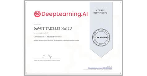 dawit tadesse on linkedin completion certificate for convolutional