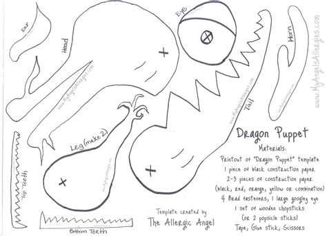 Printable Paper Dragon Puppet Template Free Printable Download