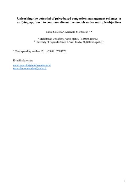 Pdf Unleashing The Potential Of Price Based Congestion Management Schemes A Unifying Approach