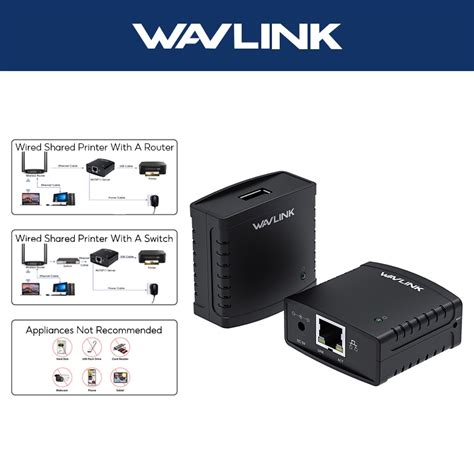 WAVLINK USB Wireless Print Server Wifi With LAN Print Share Server For USB Printers Print