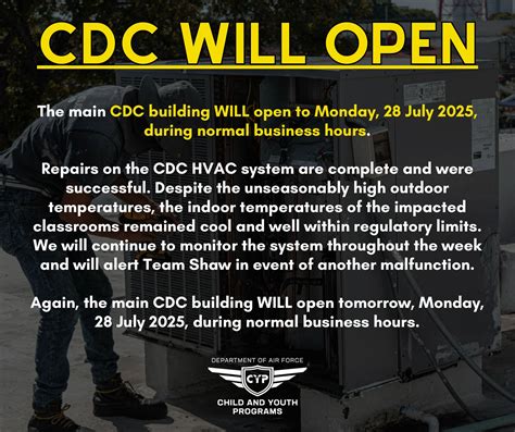 Military The Main Cdc Building Will Open Tomorrow Monday 28 July 2025 During Normal