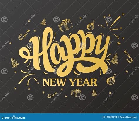 Gelukkig Nieuw Jaar Die Gouden Ontwerp Van Letters Voorzien Vector