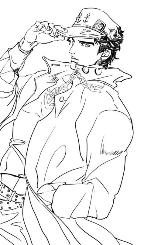 Jotaro Kujo From Jojos Bizarre Adventure Färbung Seite Kostenlose