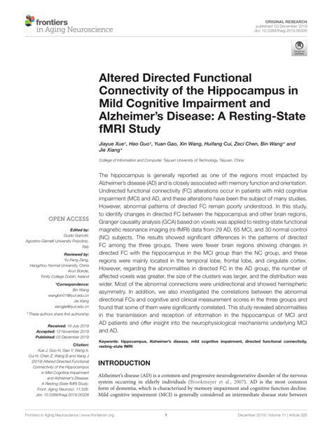 Pdf Altered Directed Functional Connectivity Of The Hippocampus In