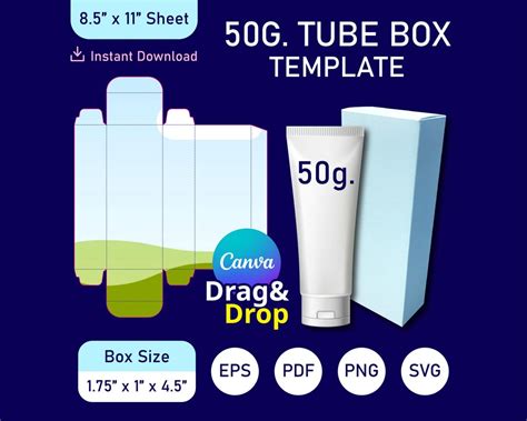 Cosmetic Box Template Tube Box Template Box Packaging Box Svg