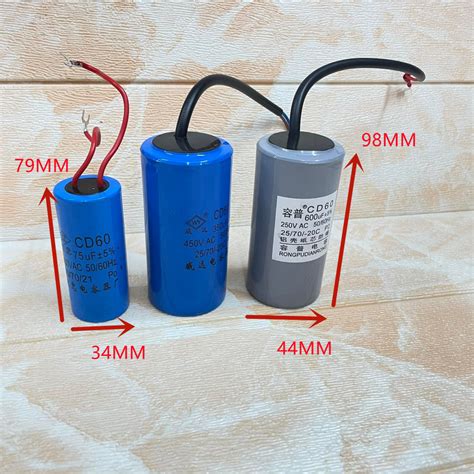 Capacitor Cd60 250 450v Ac 75uf 100uf 150uf 200uf 250uf 300uf 350uf 400uf 450uf 500uf 600uf