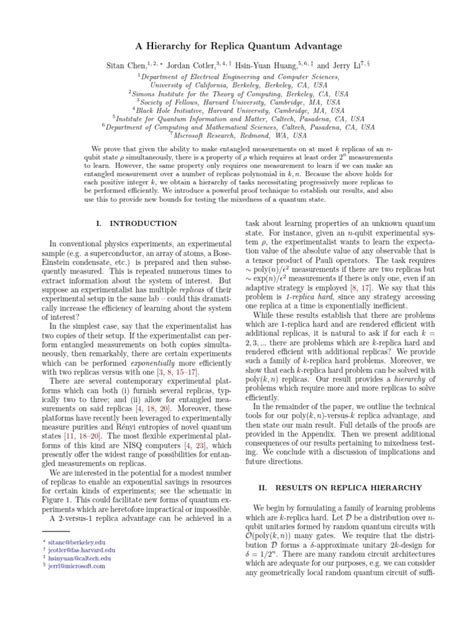 A Hierarchy For Replica Quantum Advantage Pdf Quantum Entanglement Quantum Computing