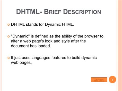 Dynamic Html Dhtml Pptx