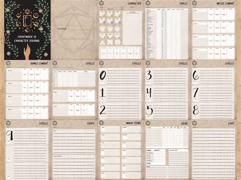 Printable Pathfinder 1e Character Journal Pathfinder Character Sheet