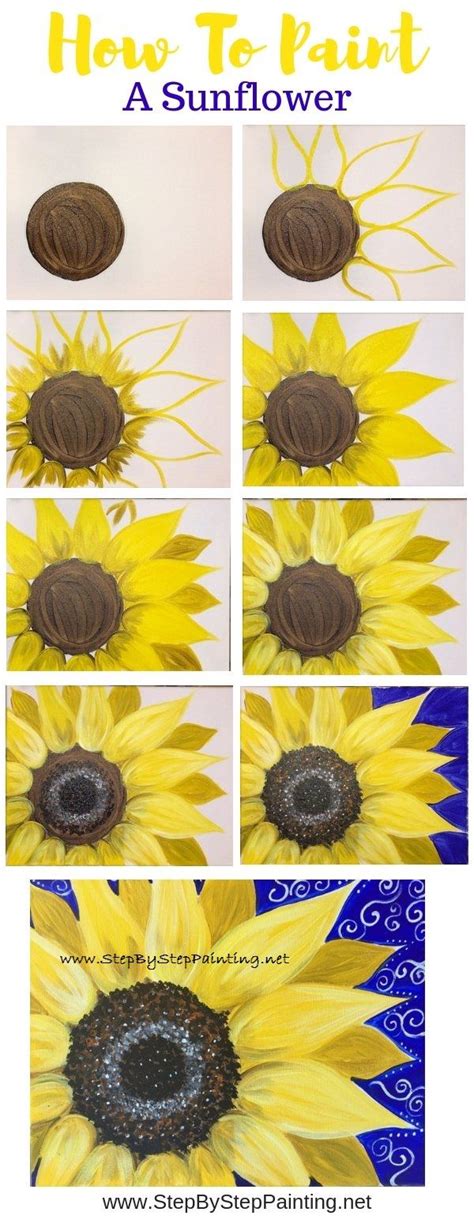How To Paint A Sunflower Step By Step Painting Tutorial Sunflower