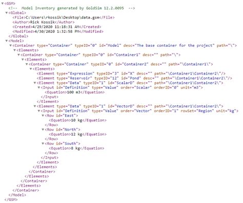 Creating An Xml Model Inventory File
