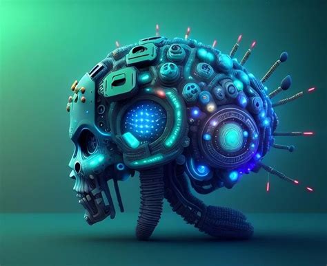 Premium Photo A Skull With Many Buttons On It And A Blue Background