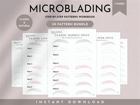 natural microblading step by step pattern hair stroke template for