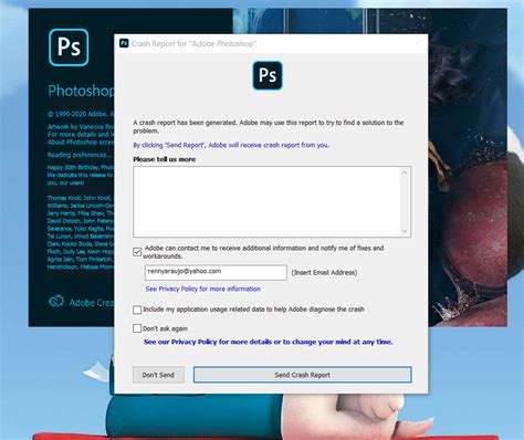 Crash Report Cant Open Photoshop In My Computer Adobe Product